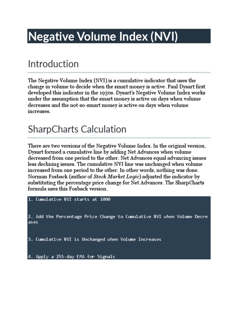 NVI - Negative Volume Index | PDF | Private Sector | Market (Economics)