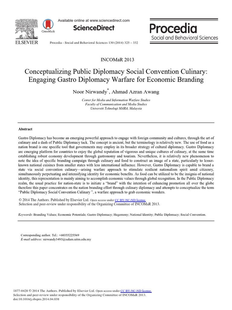Conceptualizing Public Diplomacy Social Convention Culinary Core | PDF ...