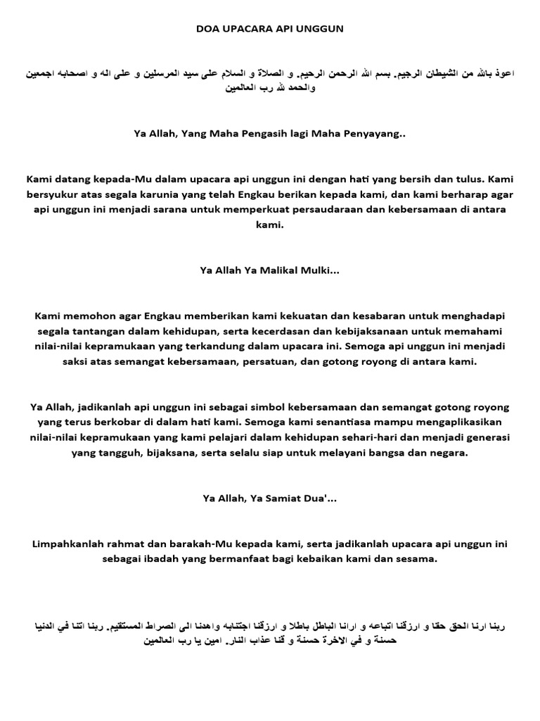 Doa Upacara Api Unggun | PDF | Kajian Bahasa Asing | Agama & Spiritualitas