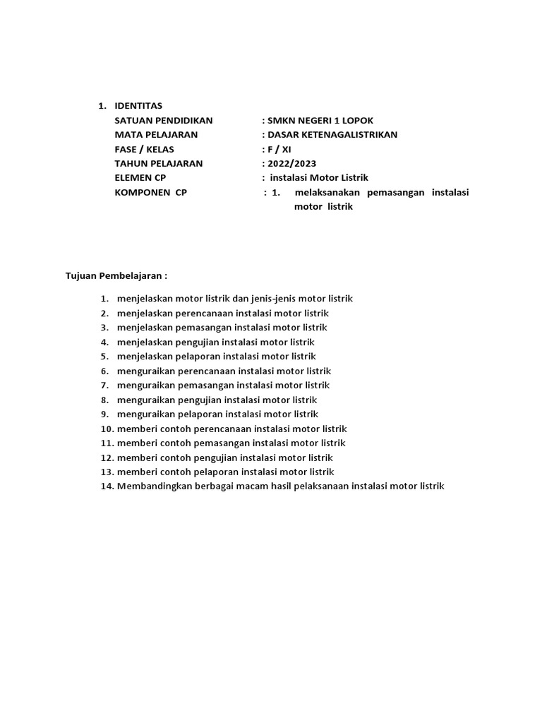 Lembar Kerja Peserta Didik Teknik Listrik SMKN 1 Lopok | PDF