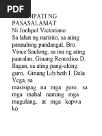 Welcome Address Tagalog | PDF