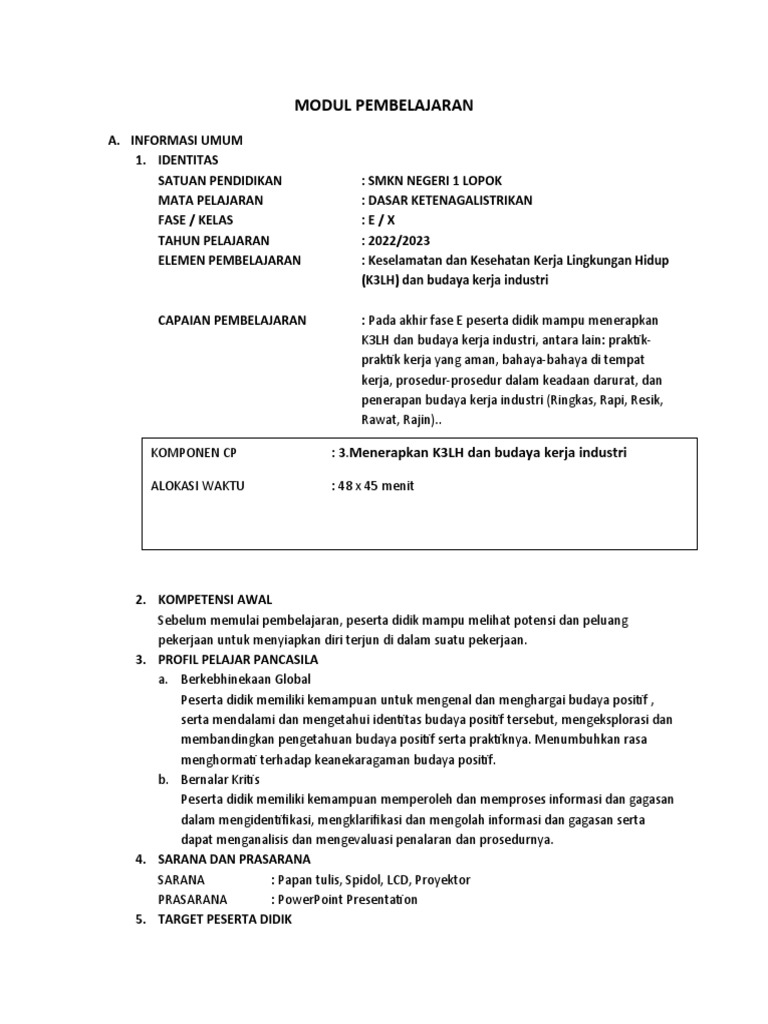 MODUL 4 Kelas X Teknik Listrik SMKN 1 Lopok | PDF