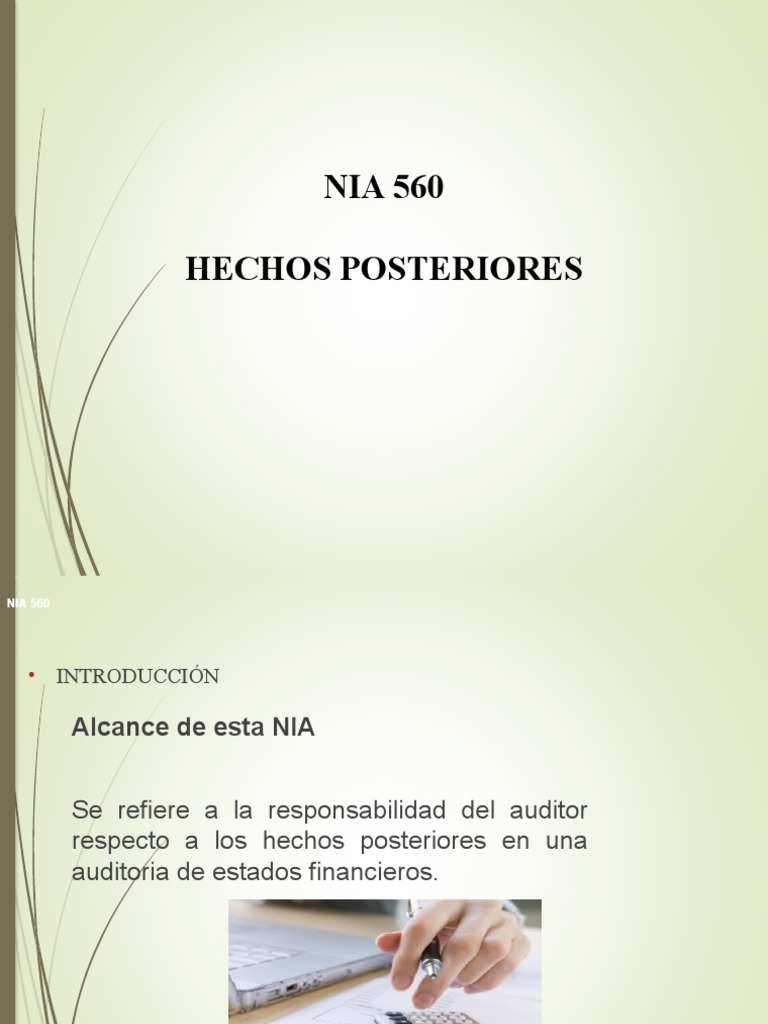 Nia 560 | PDF | Contralor | Auditoría