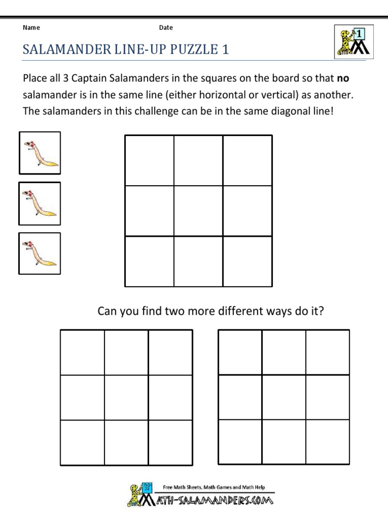 Salamander Line Up Puzzle 1 | PDF