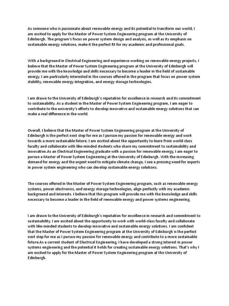 Personal Statement Edinburgh | PDF | Sustainability | Engineering