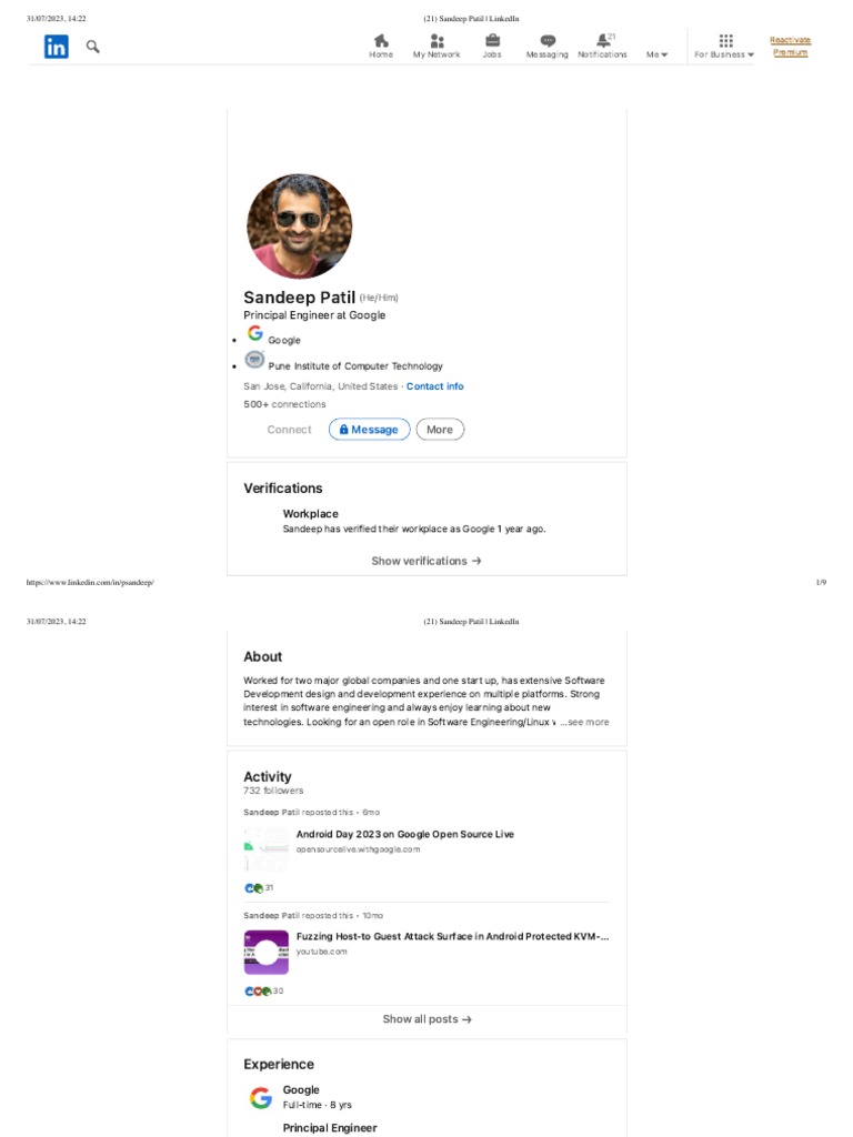 Sandeep Patil - LinkedIn | PDF | Linked In | Computing