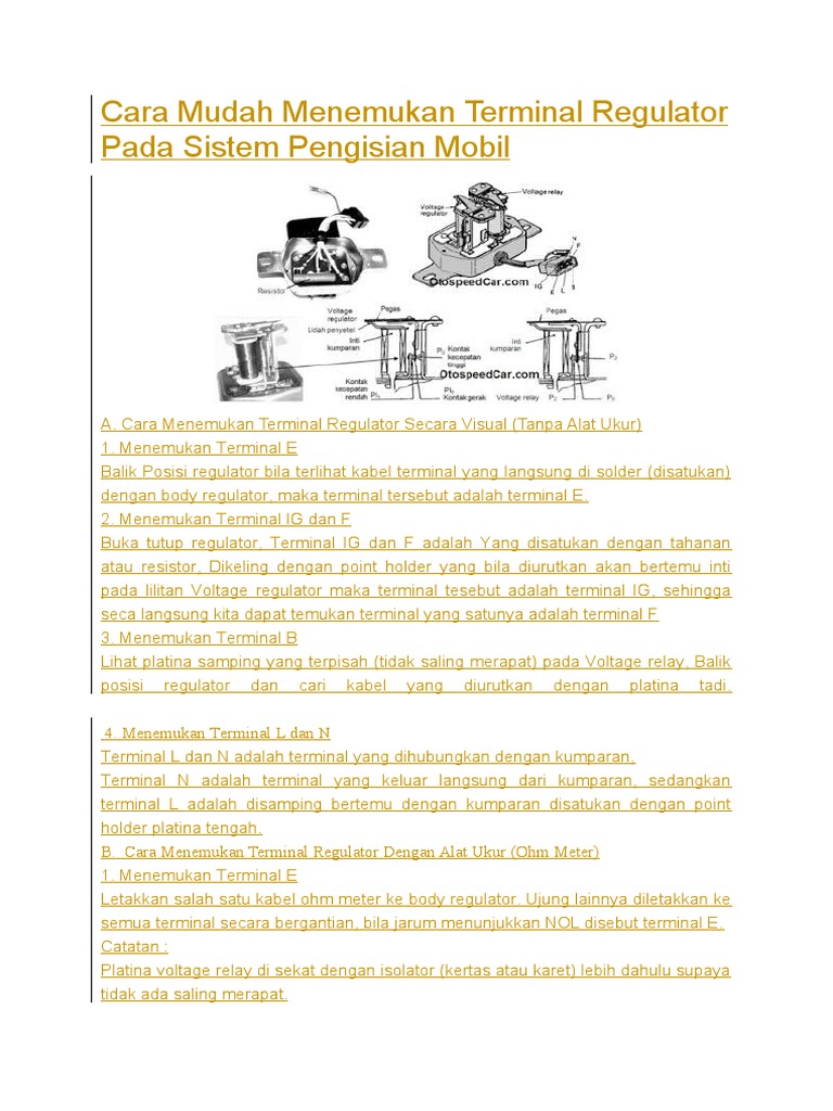 Cara Mudah Menemukan Terminal Regulator Pada Sistem Pengisian Mobil ...