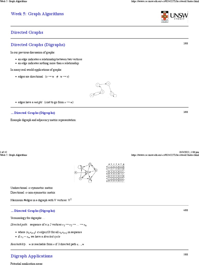 Week 5 Graph Algorithms | PDF