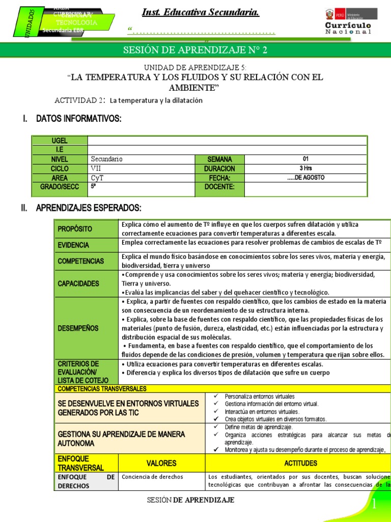 A-5º Ses Act 2-Cyt-Und 5 | PDF | Aprendizaje | Evaluación