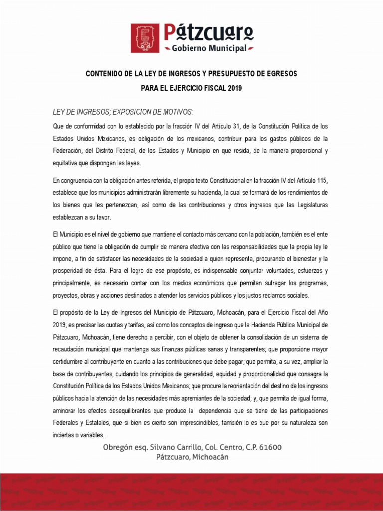 3 Contenido de La Ley de Ingresos y Presupuesto de Egresos | PDF ...