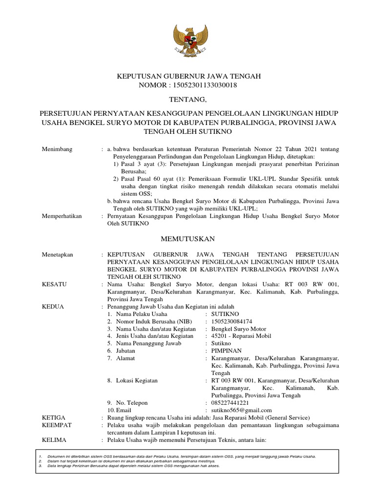 Persetujuan PKPLH | PDF