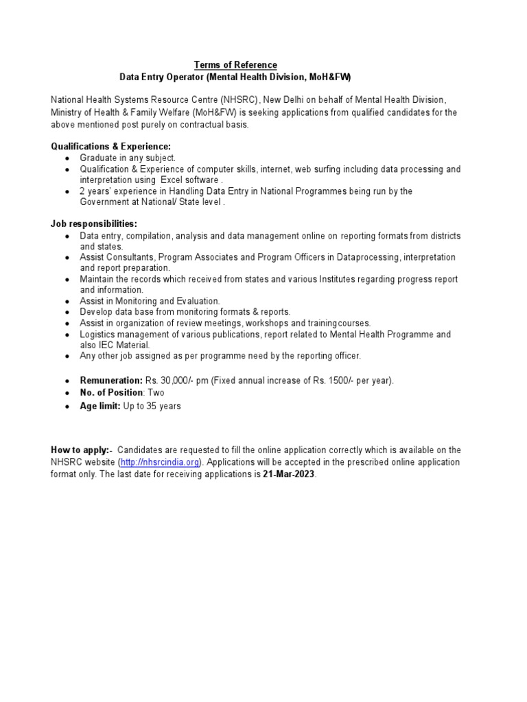 Data Entry Operator NMHP | PDF | Application Software | Data