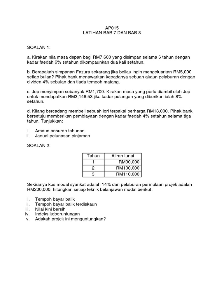 Latihan Bab 7 Bab 8 | PDF