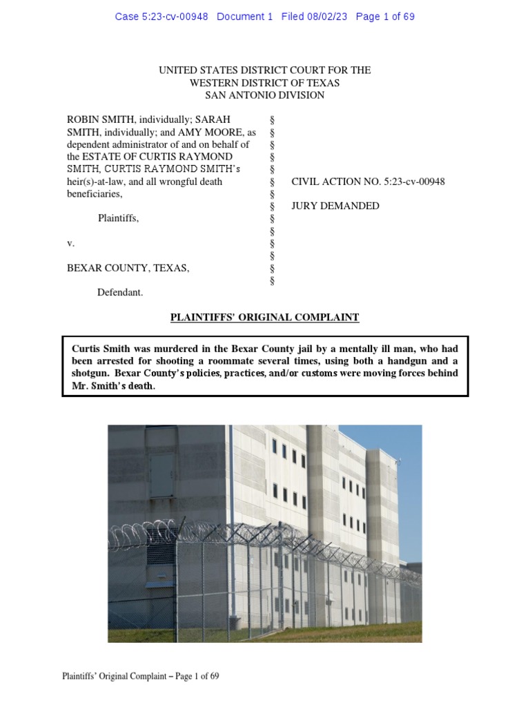 Federal Lawsuit Filed Over Bexar County Jail Death | PDF | Lawsuit | Pleading