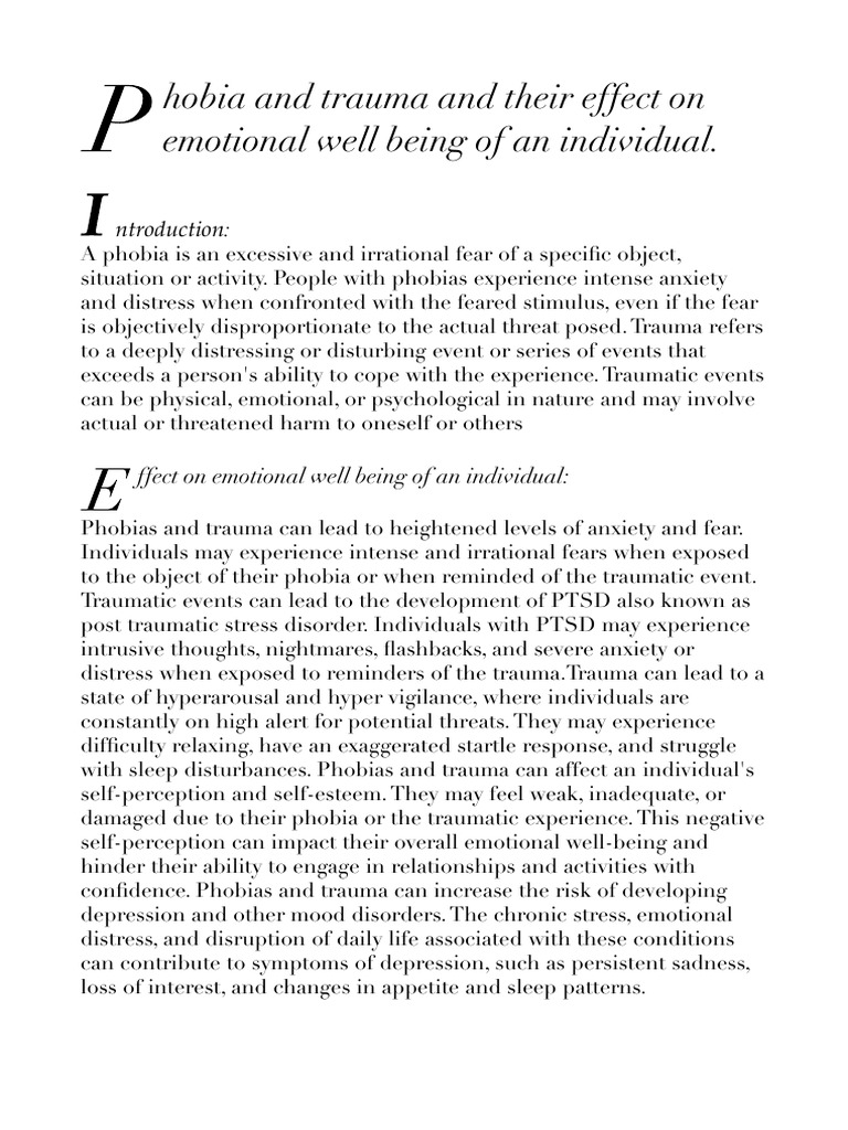 Trauma and Phobia | PDF | Psychological Trauma | Phobia