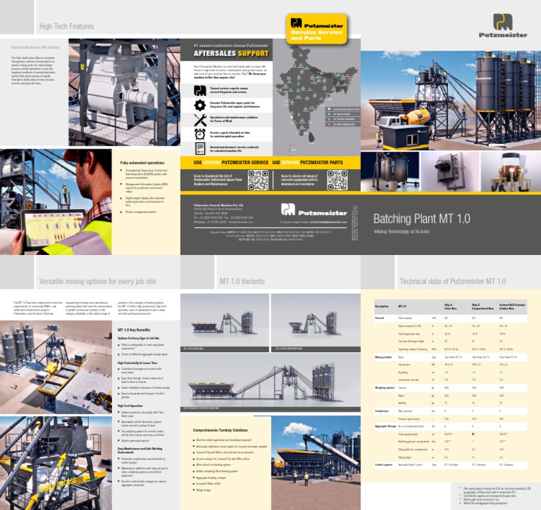 Putzmeister MT 1.0 Batching Plant Overview | PDF | Engineering