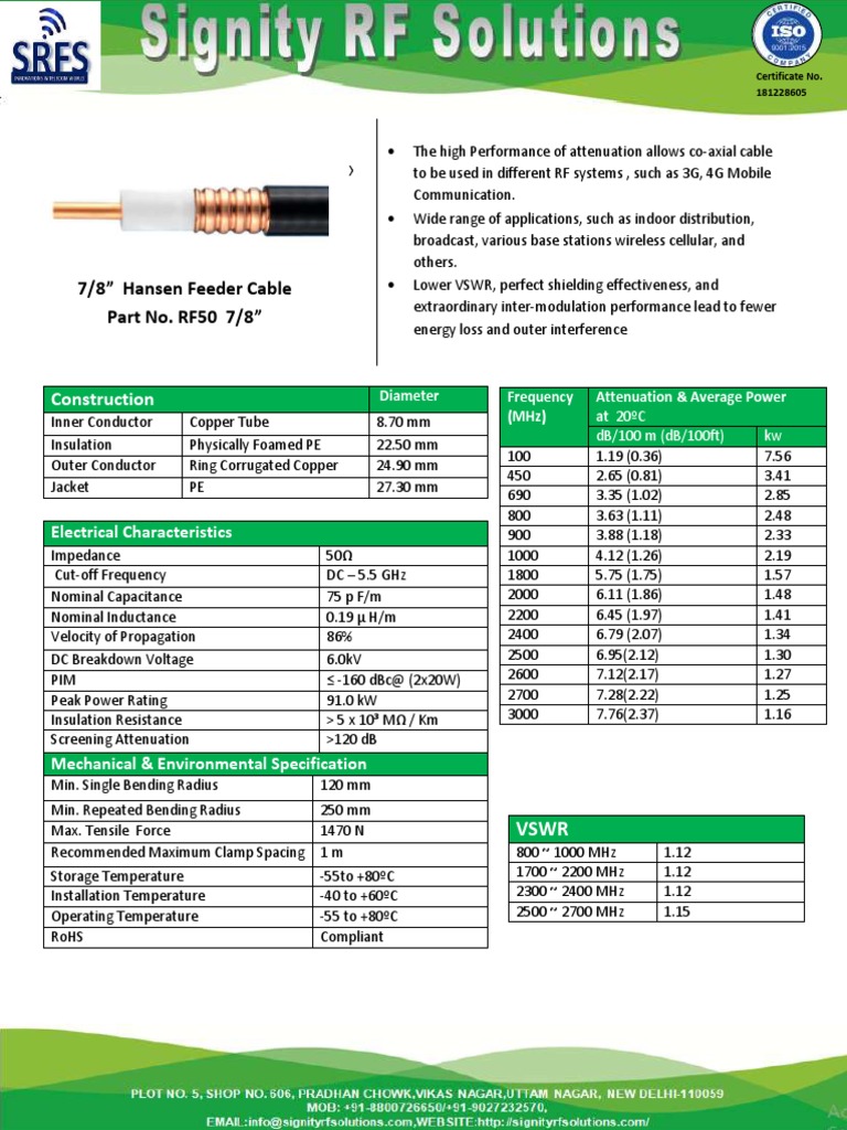7 8 Hansen Feeder Cable | PDF | Telecommunications | Electronics