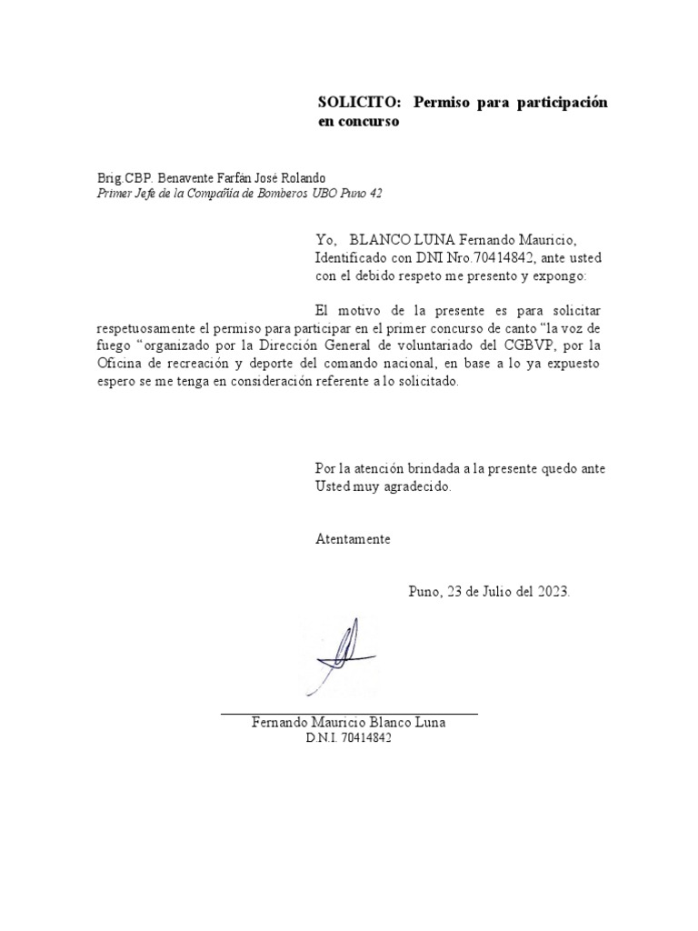 Solicitud Concurso | PDF