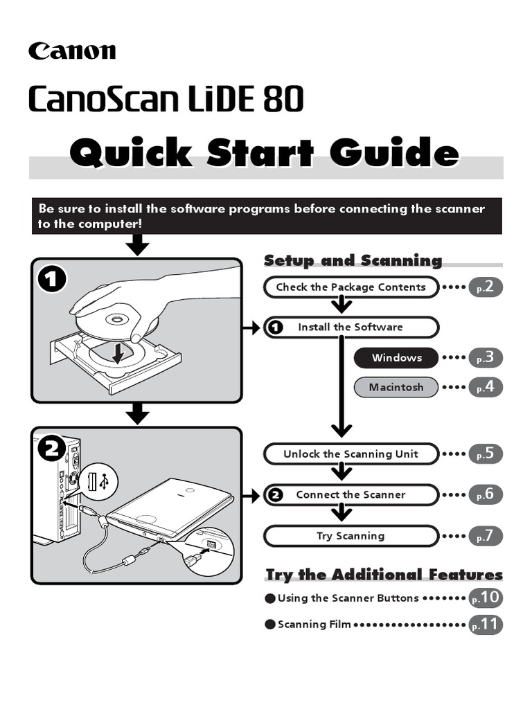LiDE80quickstartguide e | Download Free PDF | Image Scanner | Icon (Computing)