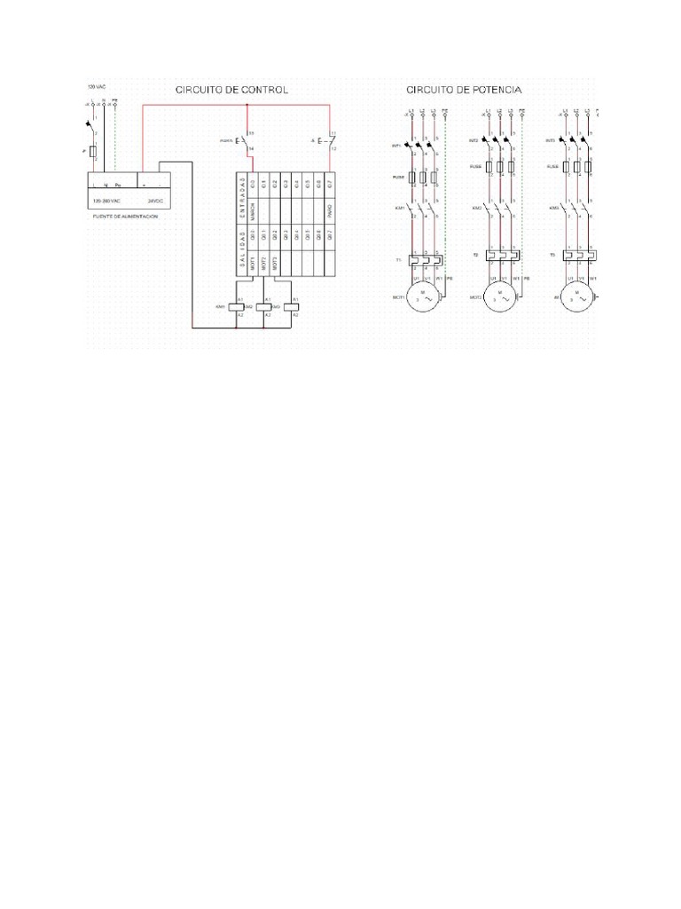 Diagrama Del Encendido de Tres Motores Trifasicos | PDF