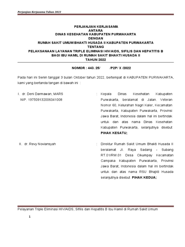 Mou Triple Eleminasi 2022 Rsu Bhakti Husada | PDF