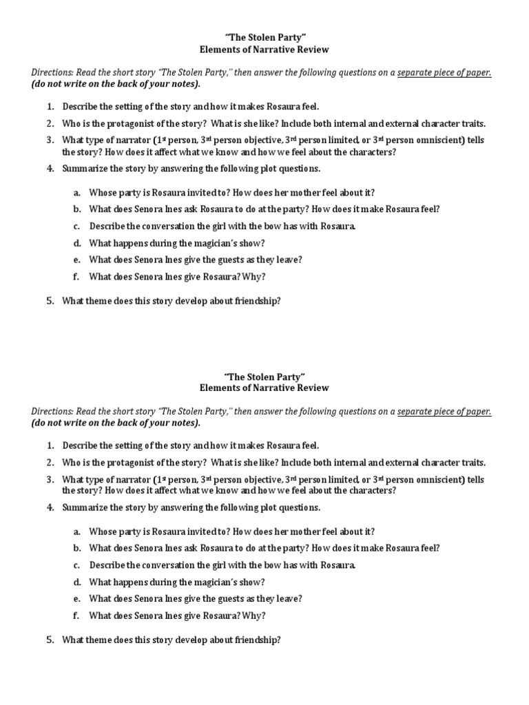 Stolen-Party - Questions | PDF | Narration