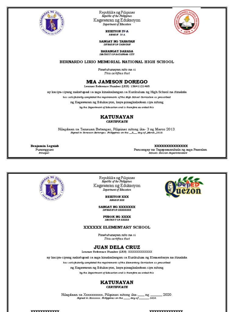 Certificates of Completion and Diploma | PDF | Secondary Education ...