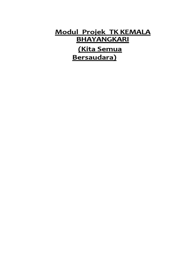 Modul PAUD: Kita Semua Bersaudara | PDF | Karier & Perkembangan ...