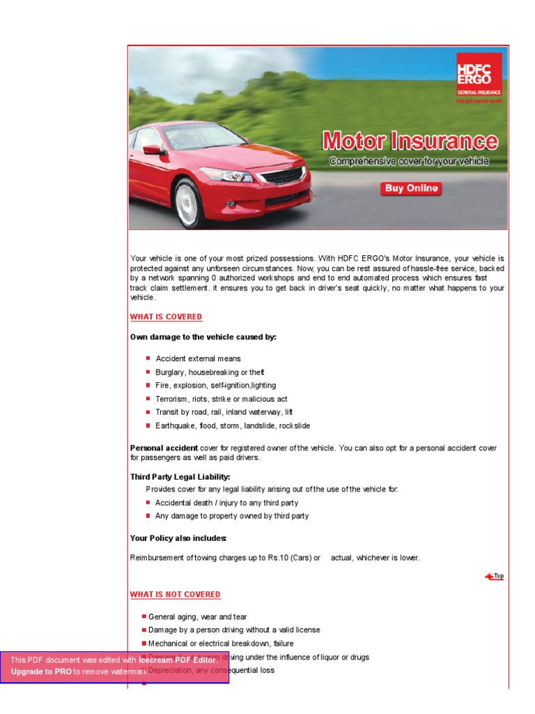 HDFC Dummy | PDF | Traffic Collision | Vehicle Insurance