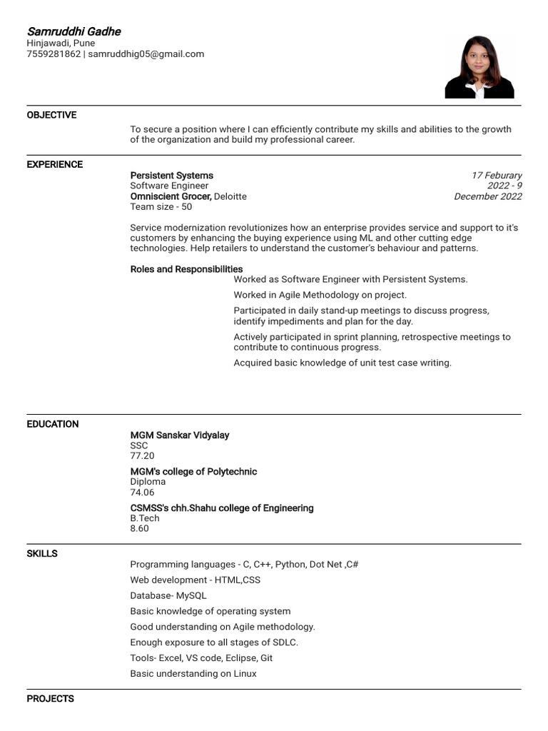 Samruddhi - Gadhe CV | PDF | Agile Software Development | Databases