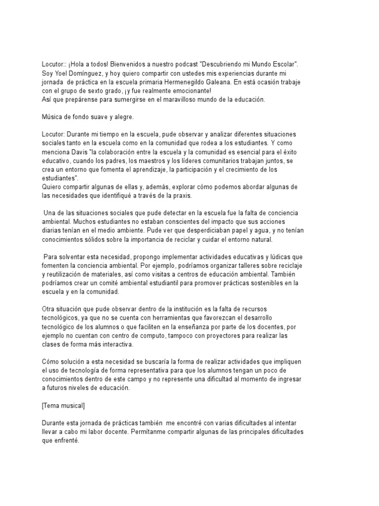 Podcast - Descubriendo Mi Mundo Escolar | PDF | Aprendizaje | Enseñando