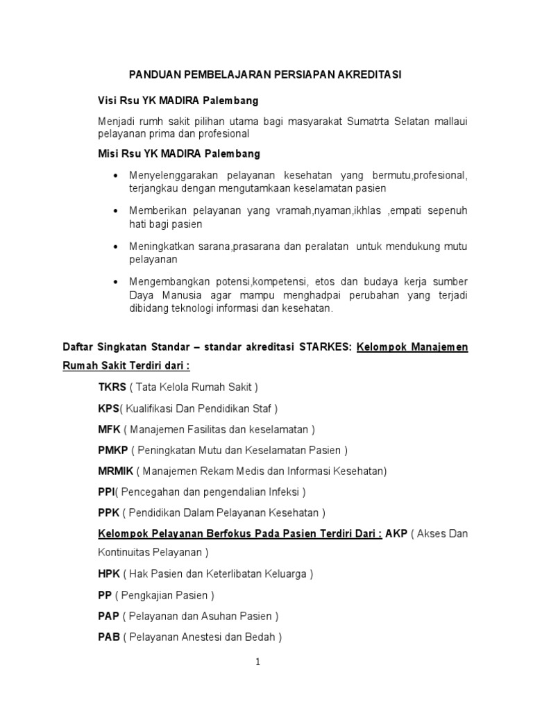 Panduan Pembelajaran Akreditasi | PDF