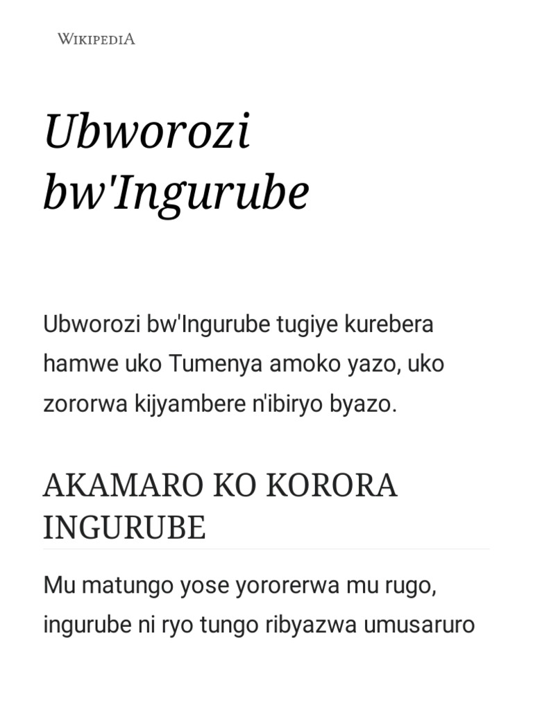 Ubworozi Bw'Ingurube - Wikipedia | PDF | Wellness