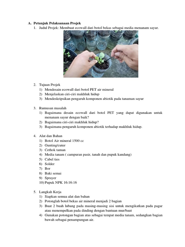 Projek Mini Membuat Ecowall Dari Botol Bekas | PDF | Sains & Matematika