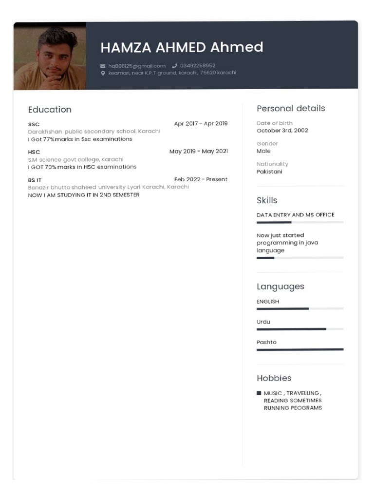 Hamza Ahmed CV | PDF