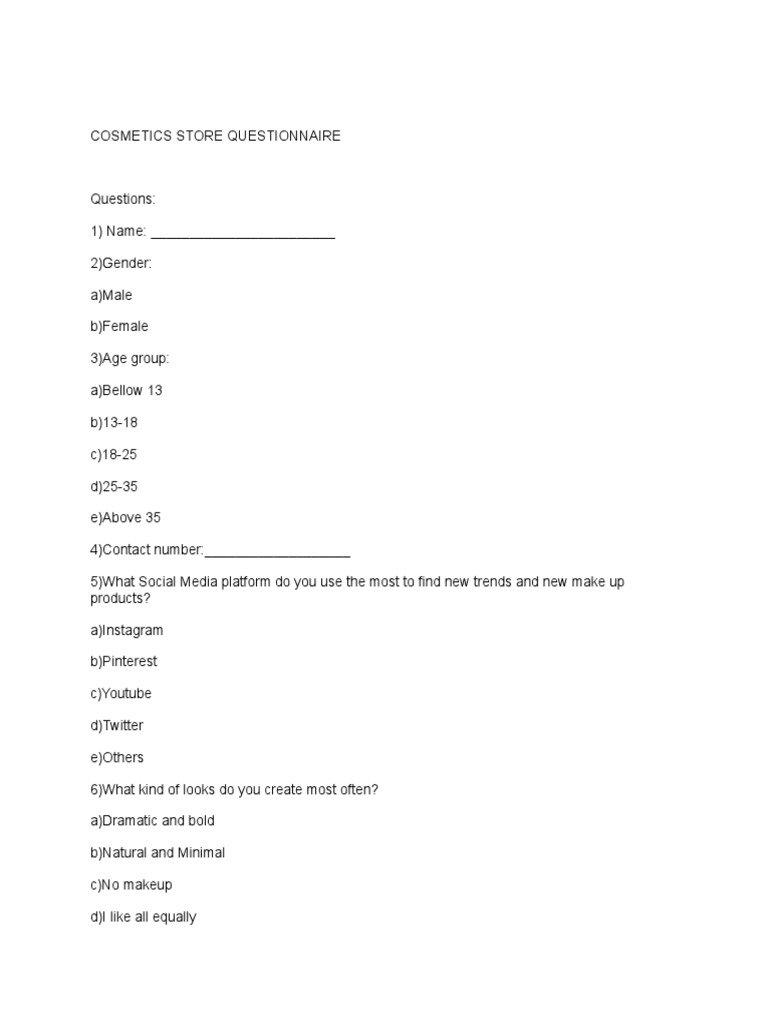 Cosmetics Consumer Behavior Survey | PDF | Social Science