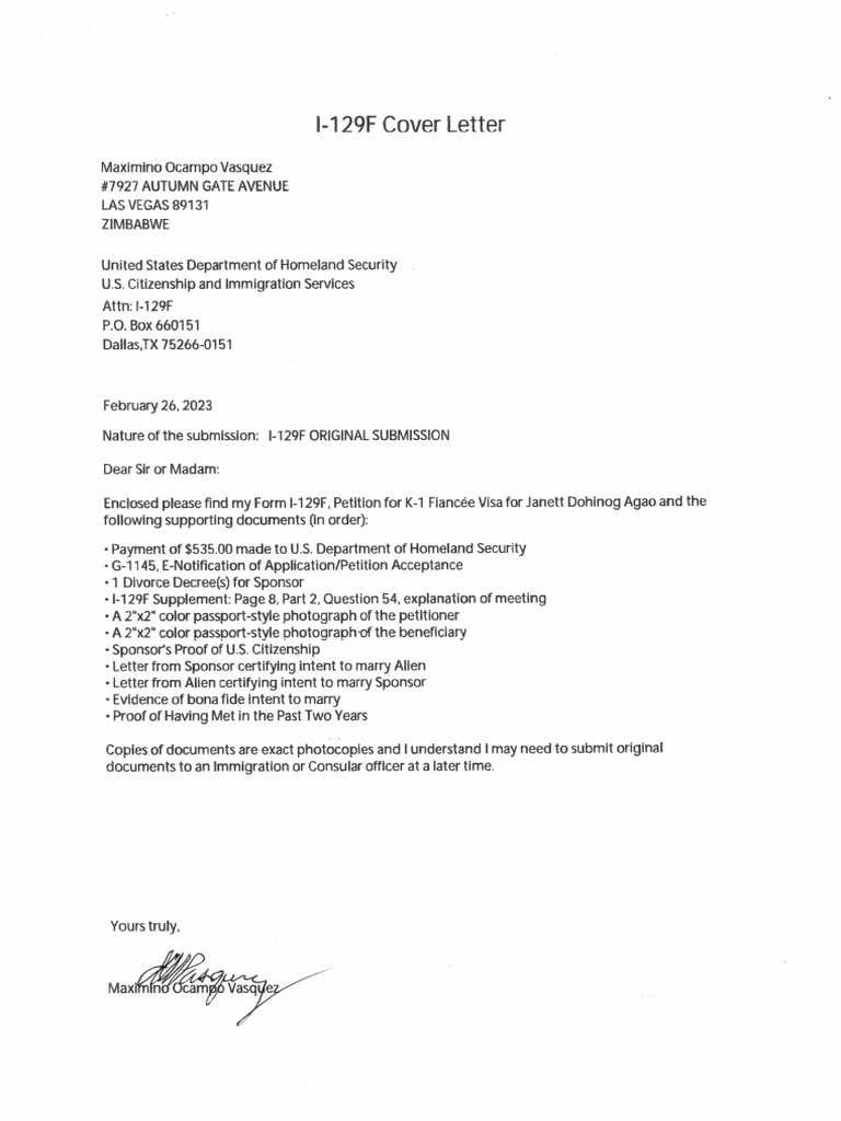 Form I-129F Cover Letter20230309_06105688 | PDF