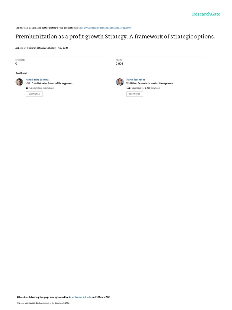 Schmitz Fassnacht 2020 Premiumization | PDF | Brand | Option (Finance)