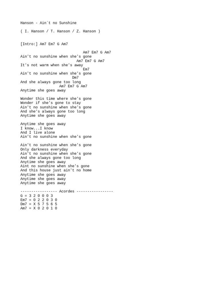 Aint No Sunshine | PDF