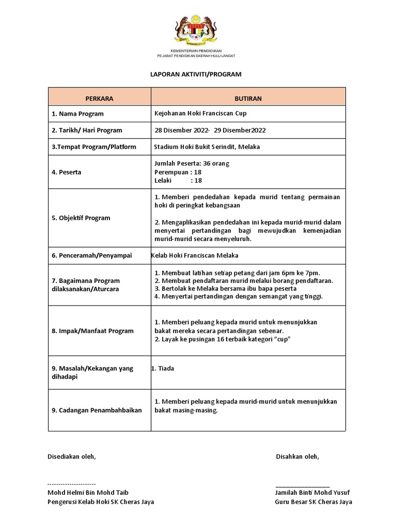 Laporan Hoki Franciscan | PDF