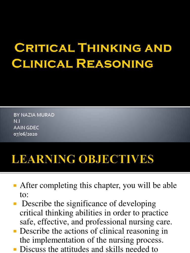 Critical Thinking and Clinical Reasoning | PDF | Critical Thinking ...