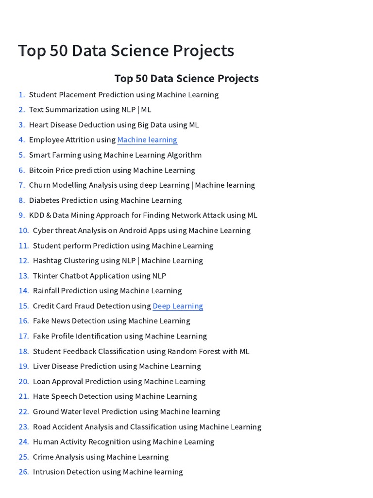 Kenny-230724-Top 50 Data Science Projects | PDF | Machine Learning | Support Vector Machine
