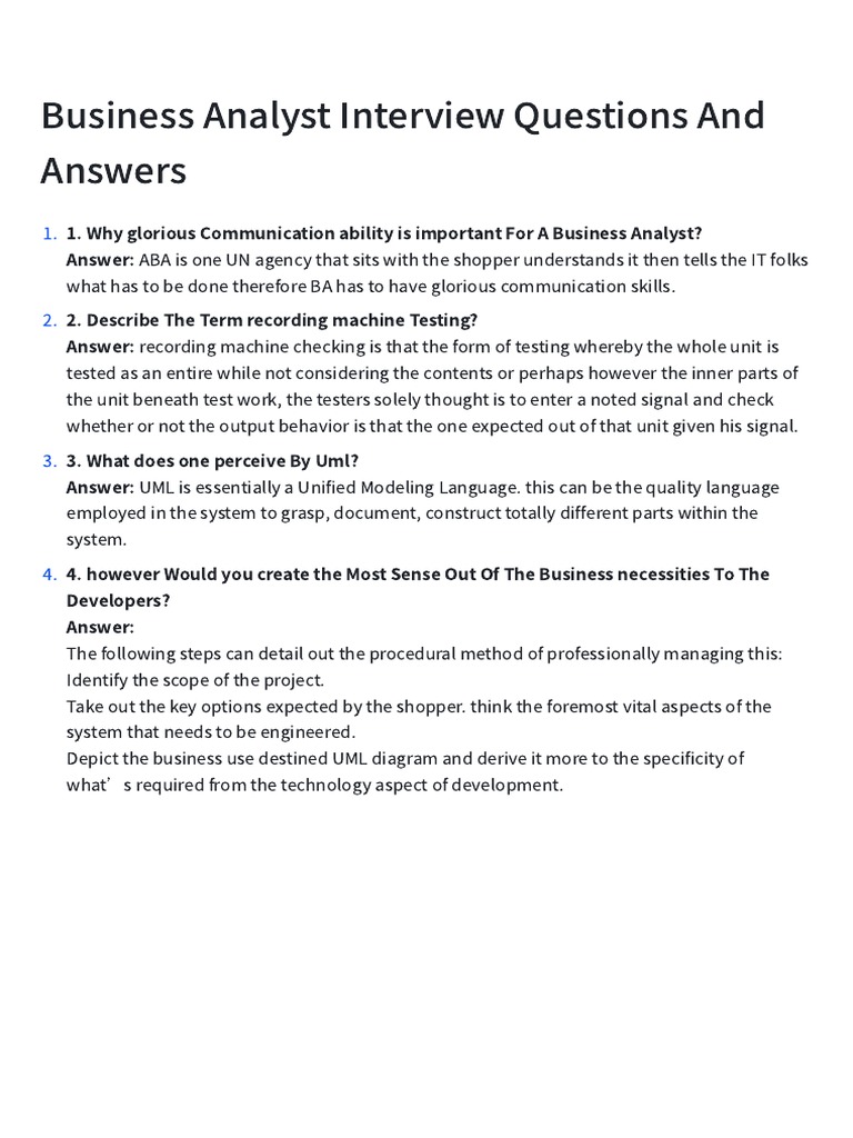 Kenny-230725-Business Analyst Interview Questions and Answers | PDF | Analytics | Unified ...