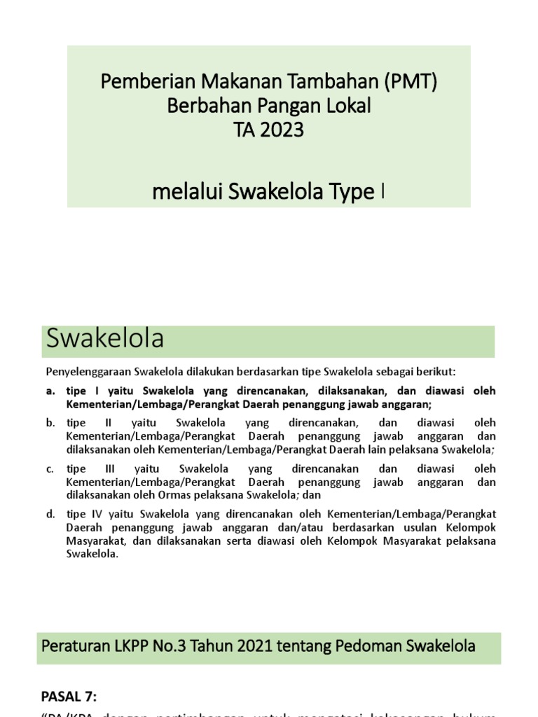Swakelola PMT Lokal | PDF | Pengelolaan Keuangan & Uang