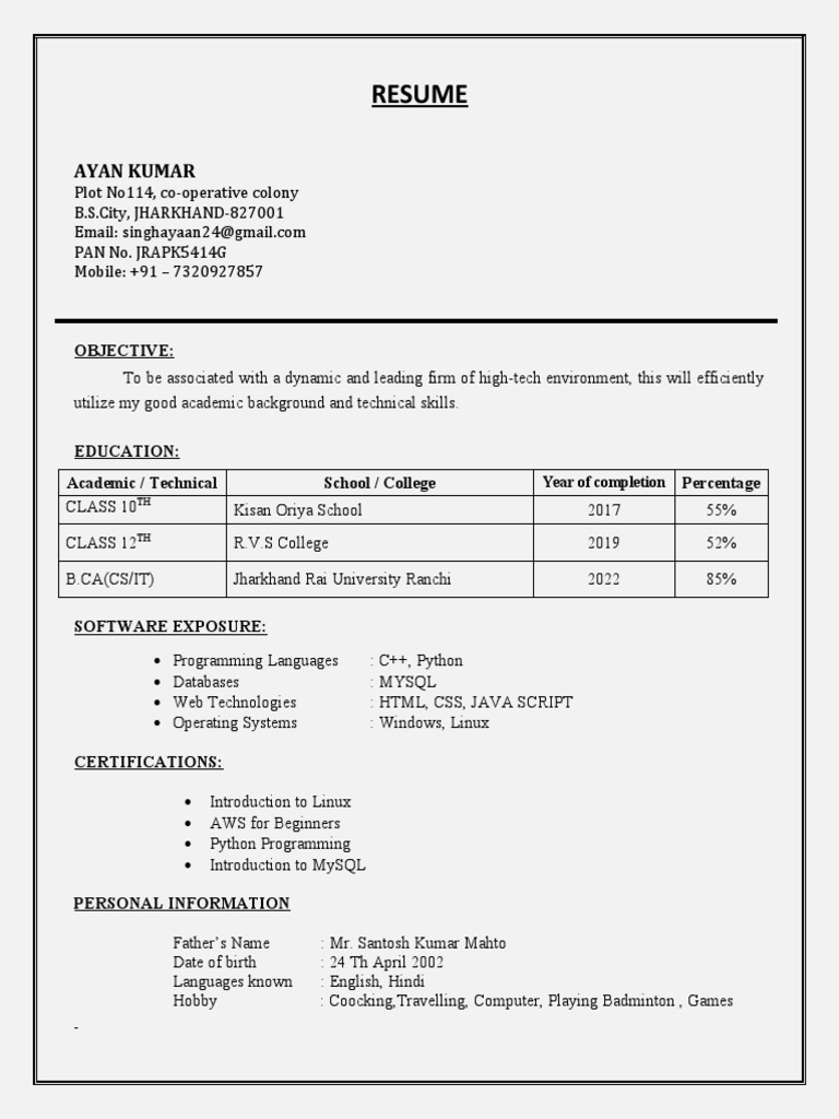 Ayan Resume | PDF