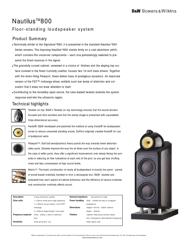 ENG FP13064 Nautilus-800 Info Sheet | PDF | Loudspeaker | Audio Engineering