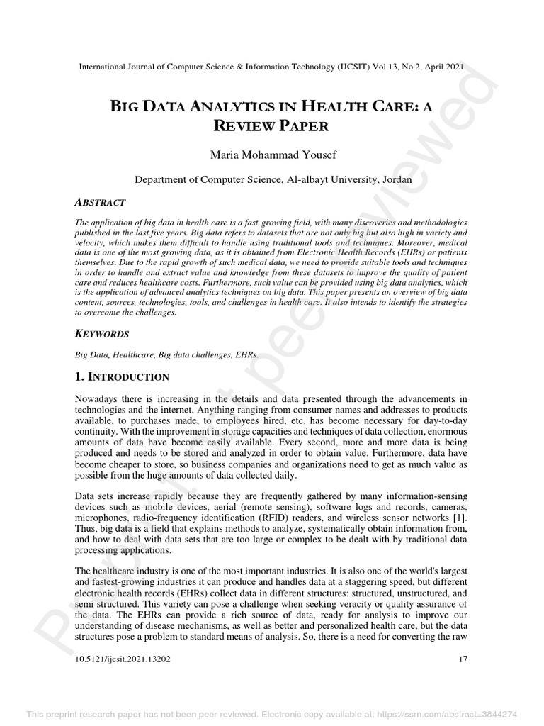 Big Data Analytics in Healthcare Review | PDF | Apache Hadoop | Big Data