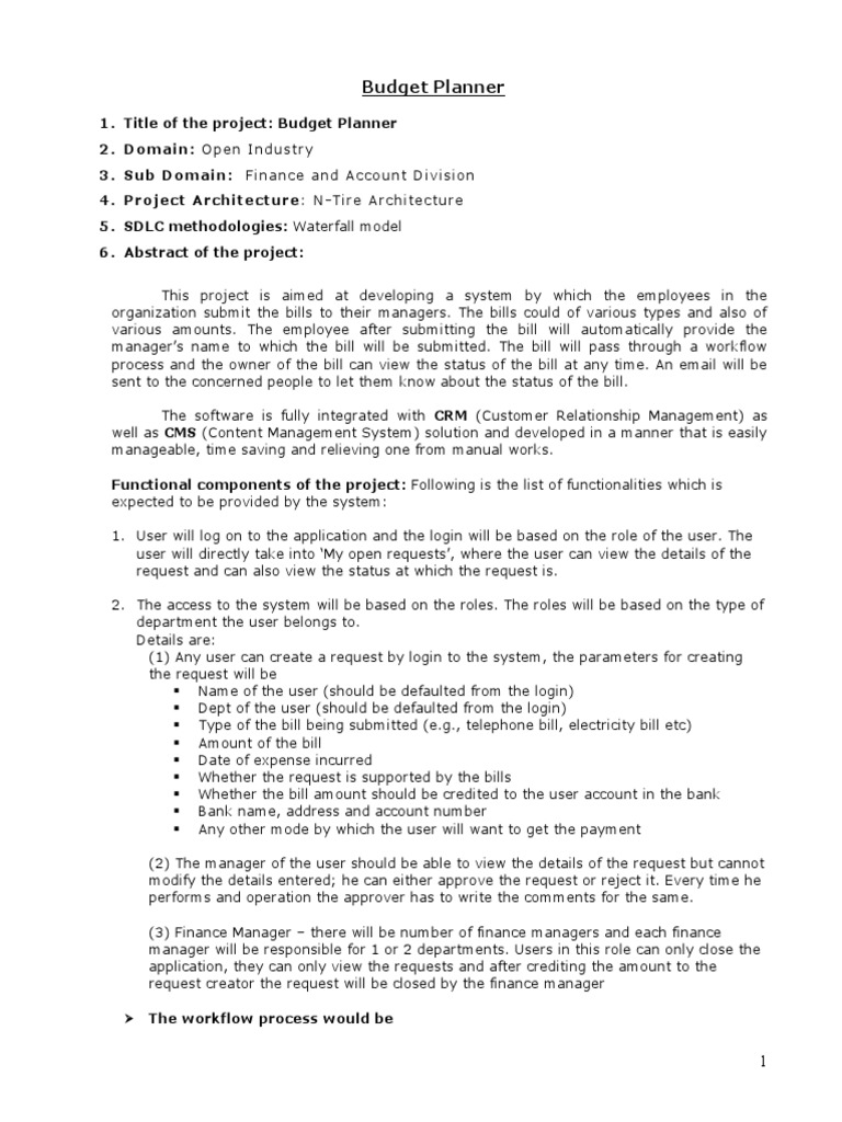 BILL MANAGEMENT SYSTEM WITH TITLE Budget Planner Abstract | PDF ...