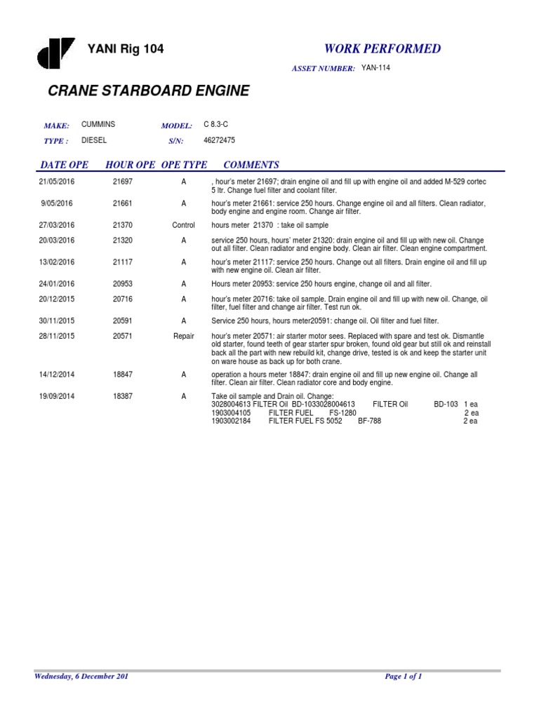 Crane Starboard Engine | PDF | Propulsion | Mechanical Engineering