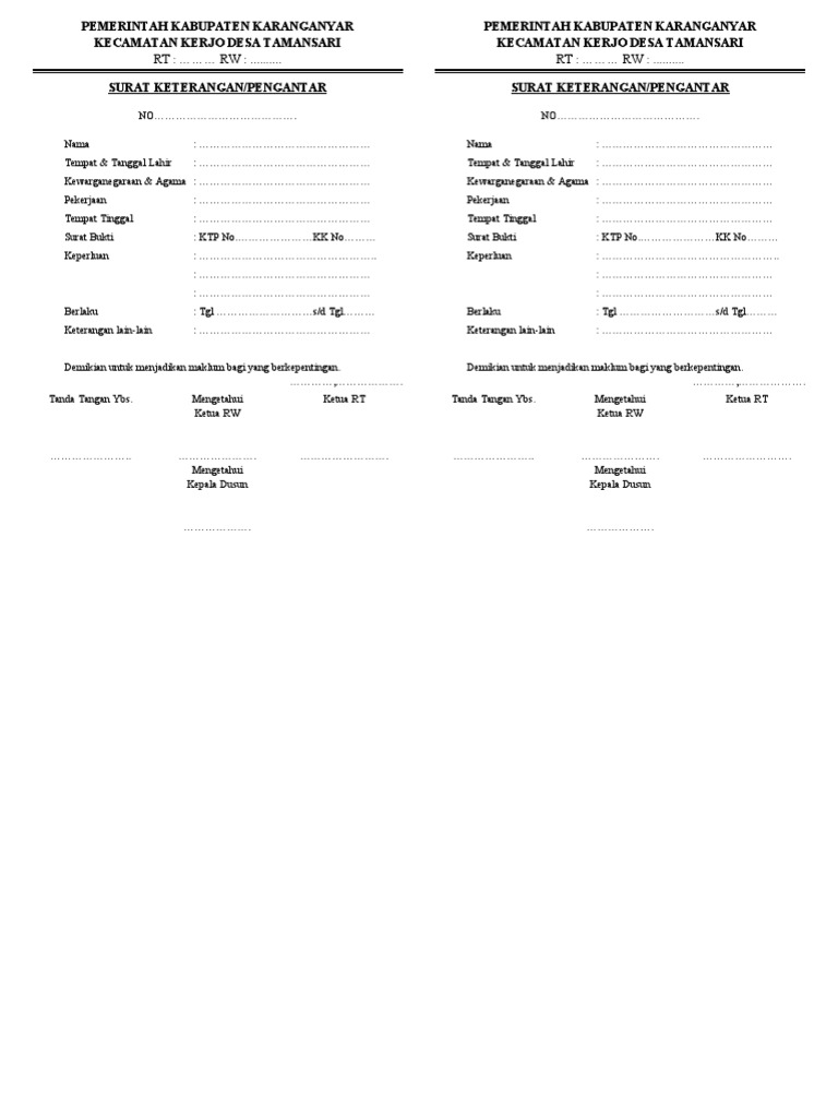 Surat Keterangan RT RW | PDF